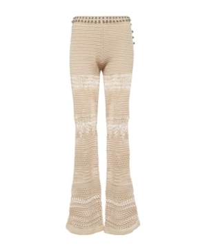 Rabanne Embellished Crochet Cotton Flared Pants - Nude