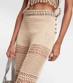 Rabanne Embellished Crochet Cotton Flared Pants