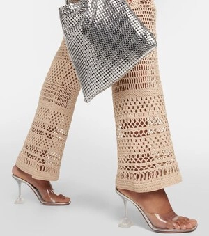 Rabanne Embellished Crochet Cotton Flared Pants