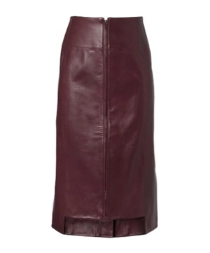 Victoria Beckham Leather Midi Skirt - Red