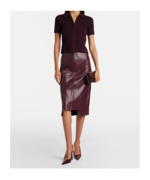 Victoria Beckham Leather Midi Skirt