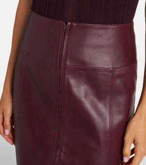 Victoria Beckham Leather Midi Skirt
