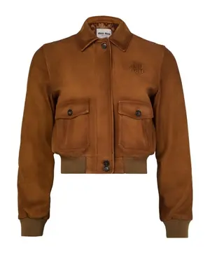 Miu Miu Lapel Long-sleeved Casual Jacket - Brown