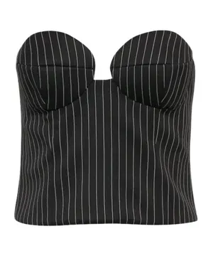Magda Butrym Pinstripe Wool Bustier - Black