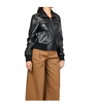 Chloé High-necked Long-sleeved Leather Jacket