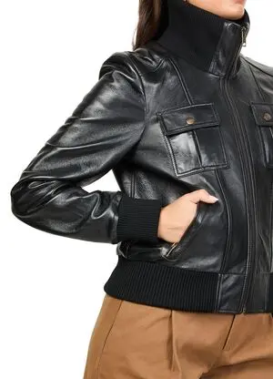Chloé High-necked Long-sleeved Leather Jacket