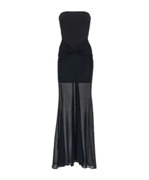 David Koma Tulle-trimmed Ruched Bustier Gown - Black
