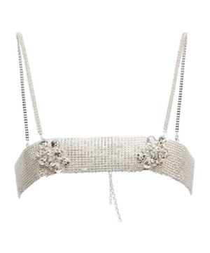 Magda Butrym Bandeau Crystal Jewelry Top - Nude