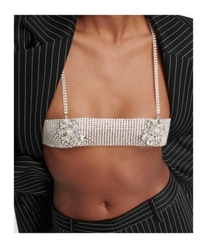 Magda Butrym Crystal Embellished Mesh Bandeau Top
