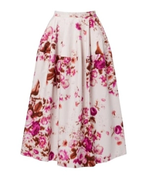 Erdem Floral Cotton Poplin Midi Skirt - White