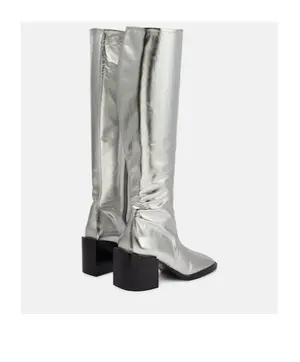 JIL SANDER Metallic Leather Knee-high Boots