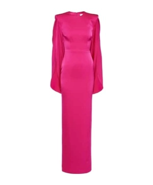 Alex Perry Caped Satin Crêpe Gown - Pink