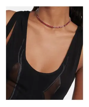 Amina Muaddi Crystal Embellished Necklace