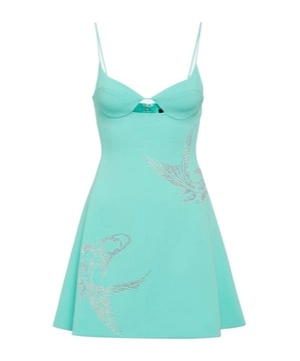 David Koma Crystal-embellished Minidress - Green