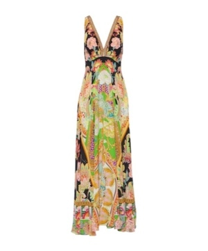 Camilla Printed Silk Maxi Dress - Nude