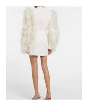 David Koma Feather-trimmed Cady Minidress