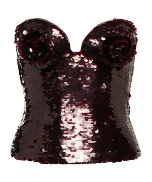 Magda Butrym Sequined Bustier Top - Black