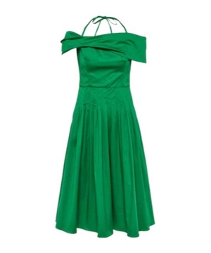 Oscar De La Renta Off-shoulder Silk Midi Dress - Green