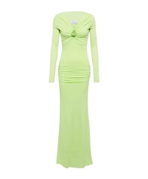 Blumarine Embellished Off-shoulder Gown - Green