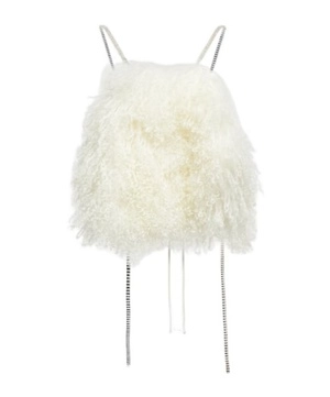 Magda Butrym Crystal-embellished Shearling Top - White