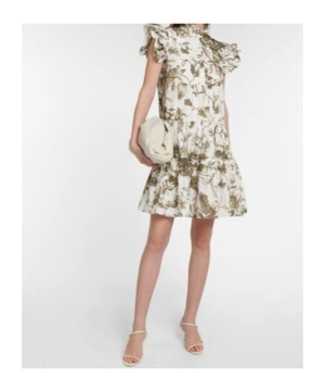 Erdem Pomona Printed Cotton Ruffled Mini Dress