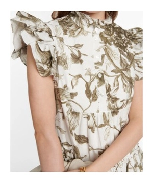 Erdem Pomona Printed Cotton Ruffled Mini Dress