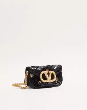 Valentino Garavani Locò Sequin Embellished Small Shoulder Bag