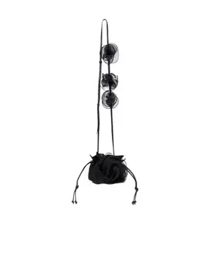 Magda Butrym Magda Small Floral-appliqué Silk Bucket Bag - Black