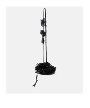 Magda Butrym Small Floral-appliqué Silk Bucket Bag - Black