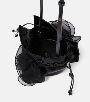 Magda Butrym Small Floral-appliqué Silk Bucket Bag - Black