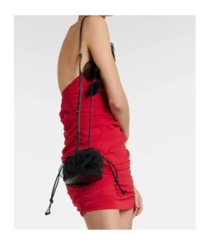 Magda Butrym Small Floral-appliqué Silk Bucket Bag - Black