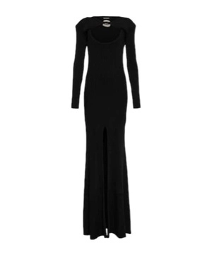 David Koma Embellished Ribbed-knit Gown - Black
