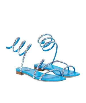 Rene Caovilla Crystal-embellished Satin Sandals - Blue