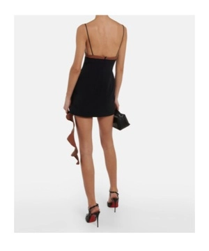 David Koma Leather-trimmed Cady Minidress