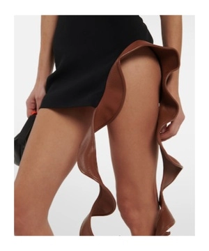 David Koma Leather-trimmed Cady Minidress