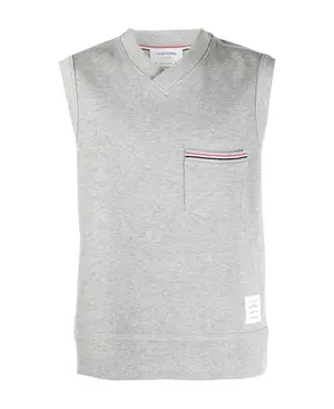 Thom Browne Rwb-stripe Cotton Vest - Light Gray