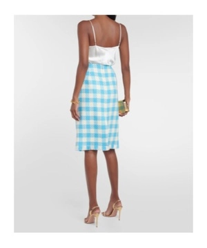 Oscar De La Renta Checked Wool Midi Skirt