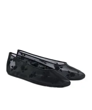 Magda Butrym Embroidered Mesh Ballet Flats - Black