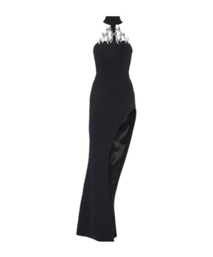 David Koma Crystal-embellished Asymmetric Gown - Black