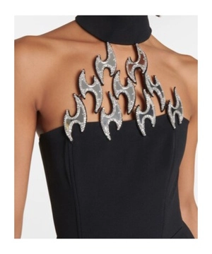 David Koma Crystal-embellished Asymmetric Gown