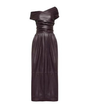 Altuzarra Corfu Off-shoulder Leather Maxi Dress - Black