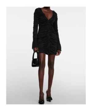 Blumarine Deep V-neck Ruched Minidress