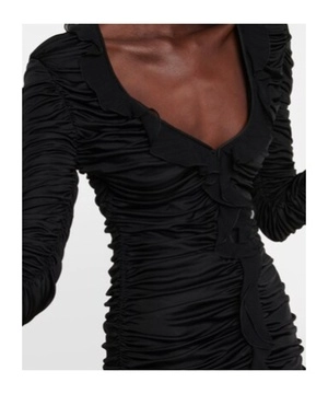 Blumarine Deep V-neck Ruched Minidress