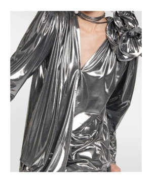 Magda Butrym Appliqué Metallic Blouse - Black