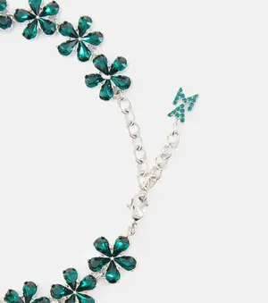 Amina Muaddi Crystal Flower Anklet