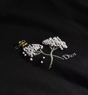 Dior T-shirt With Flower Bee Embroidery, Relaxed Fit - Black