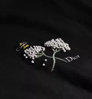 Dior T-shirt With Flower Bee Embroidery, Relaxed Fit - Black