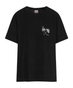 Dior T-shirt With Flower Bee Embroidery, Relaxed Fit - Black