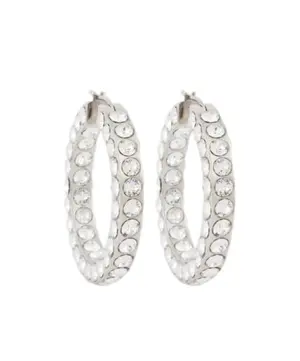 Amina Muaddi Jahleel Large Crystal-embellished Hoop Earrings - White