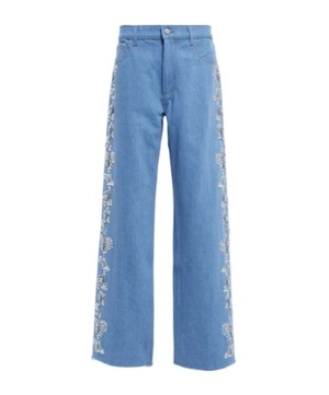 Magda Butrym Embroidered Wide-leg Jeans - Blue